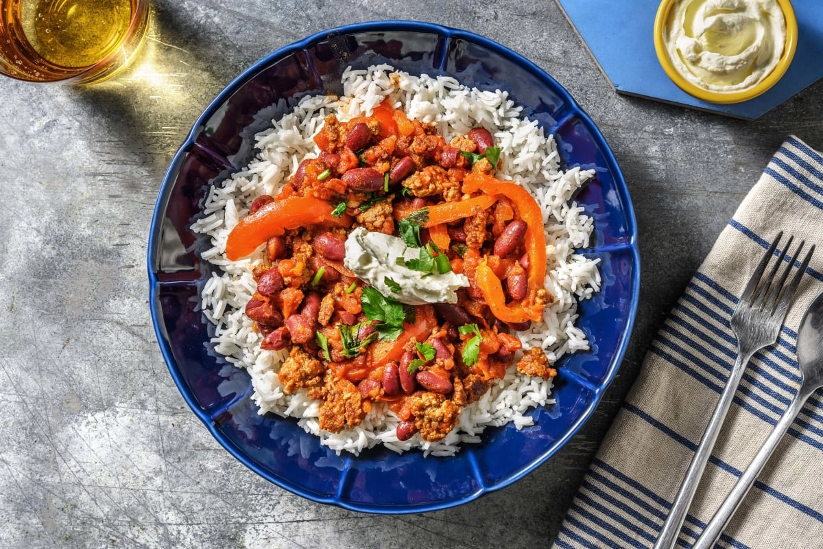 Quick Chilli with Basmati Rice and Soured Cream Recipe