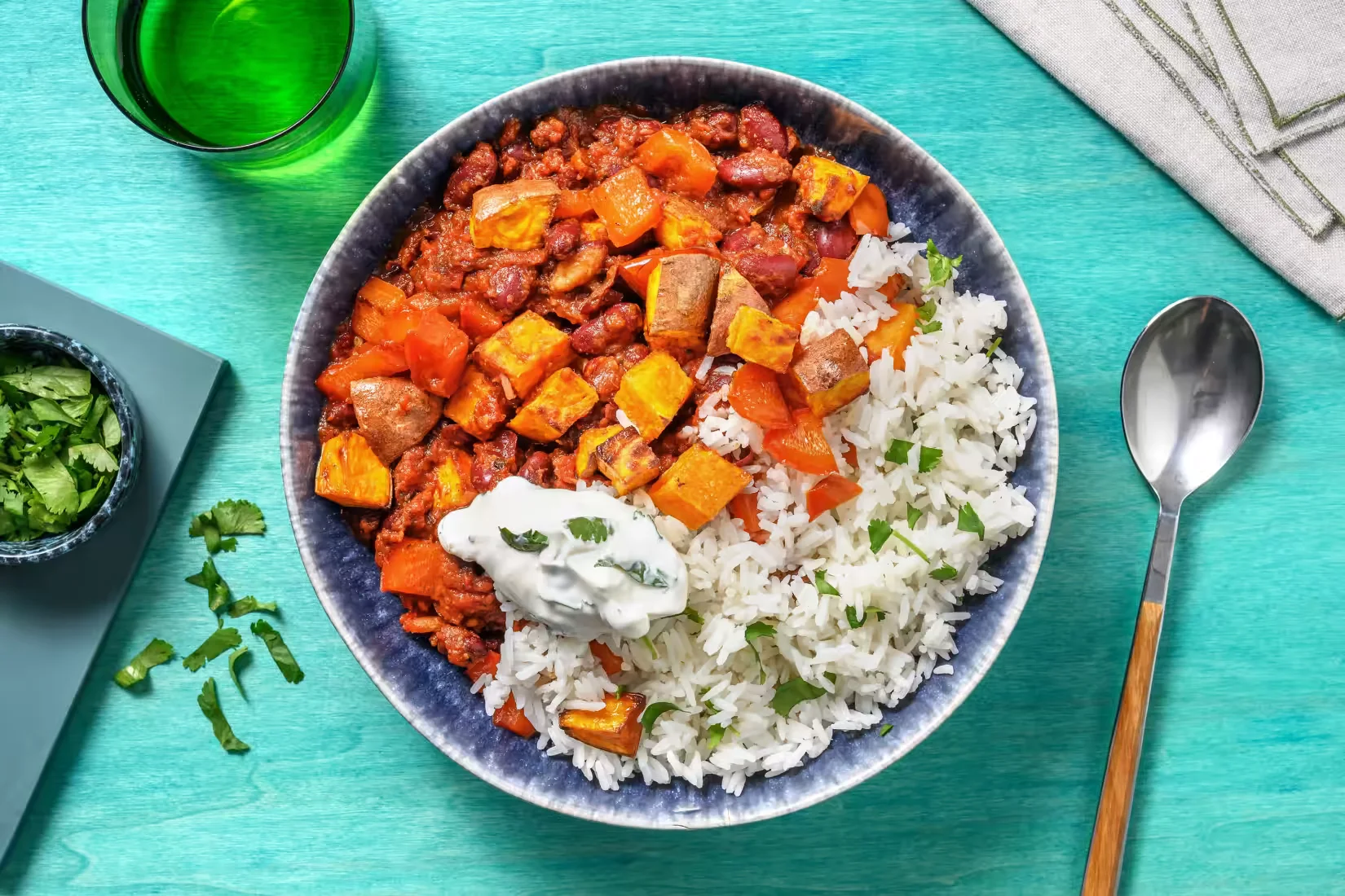 Cajun Spiced Roasted Vegetable Stew with Coriander Rice and Yoghurt Recipe